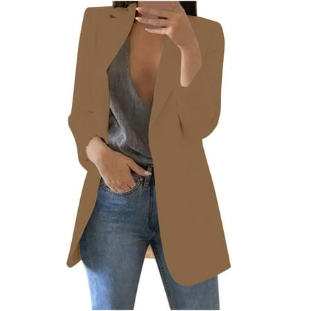 Lolmot Women Blazers Windproof Coat Trench Coat Spring Coat Blouse ...