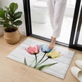 Doormat Bathroom Rugs 24x35in, Farm Colorful Tulips on Wood Grain ...