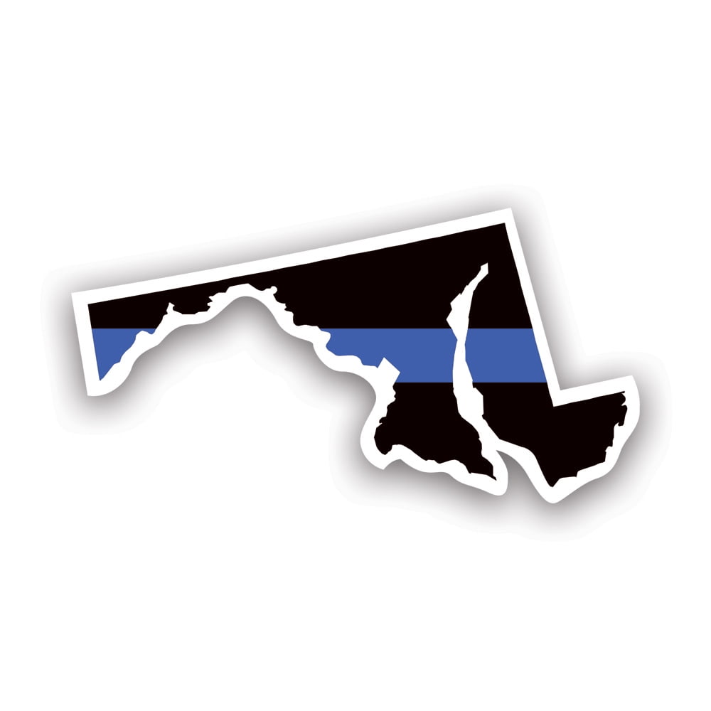 Maryland State Shaped The Thin Blue Line Sticker Decal - Self Adhesive ...
