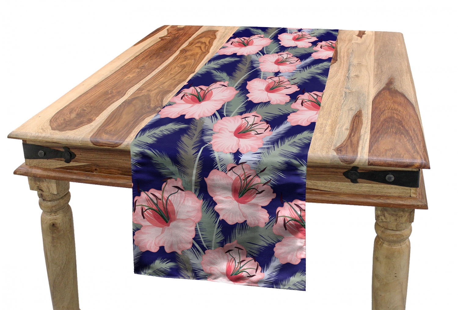 Flower Table Runner, Blooming Flowers Composition Pink Toned Lilies ...