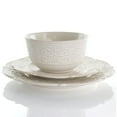 Elama Luna 16 Piece Embossed Scalloped Stoneware Dinnerware Set in ...