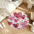 BZSMCE Flashing Red Heart Pattern Round Fluffy Area Rug 32.2in Non-Slip ...