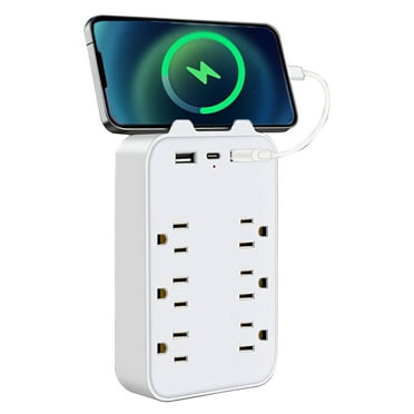 Power Strip Surge Protector, 5Ft Flat Plug Braided Extension Cord, 6 ...