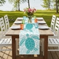 Coastal Turtle Burlap Cotton Table Runner 14x72 Inches Long, Teal Green ...