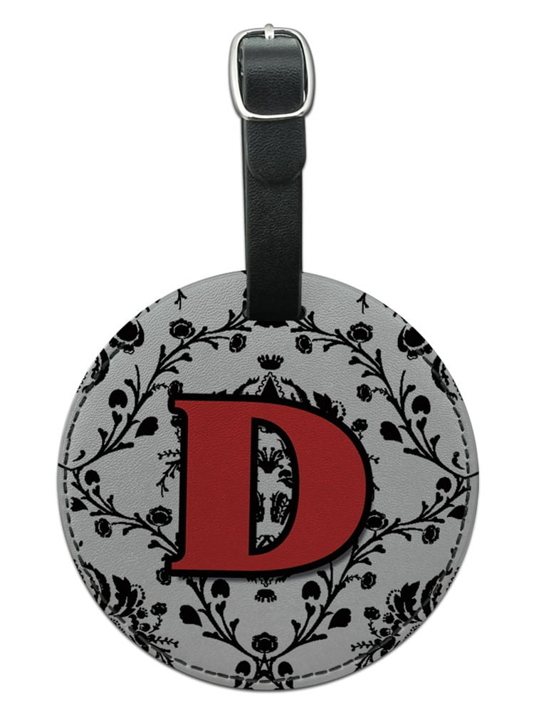 Graphics and More Letter D Initial Damask Elegant Red Black Round ...