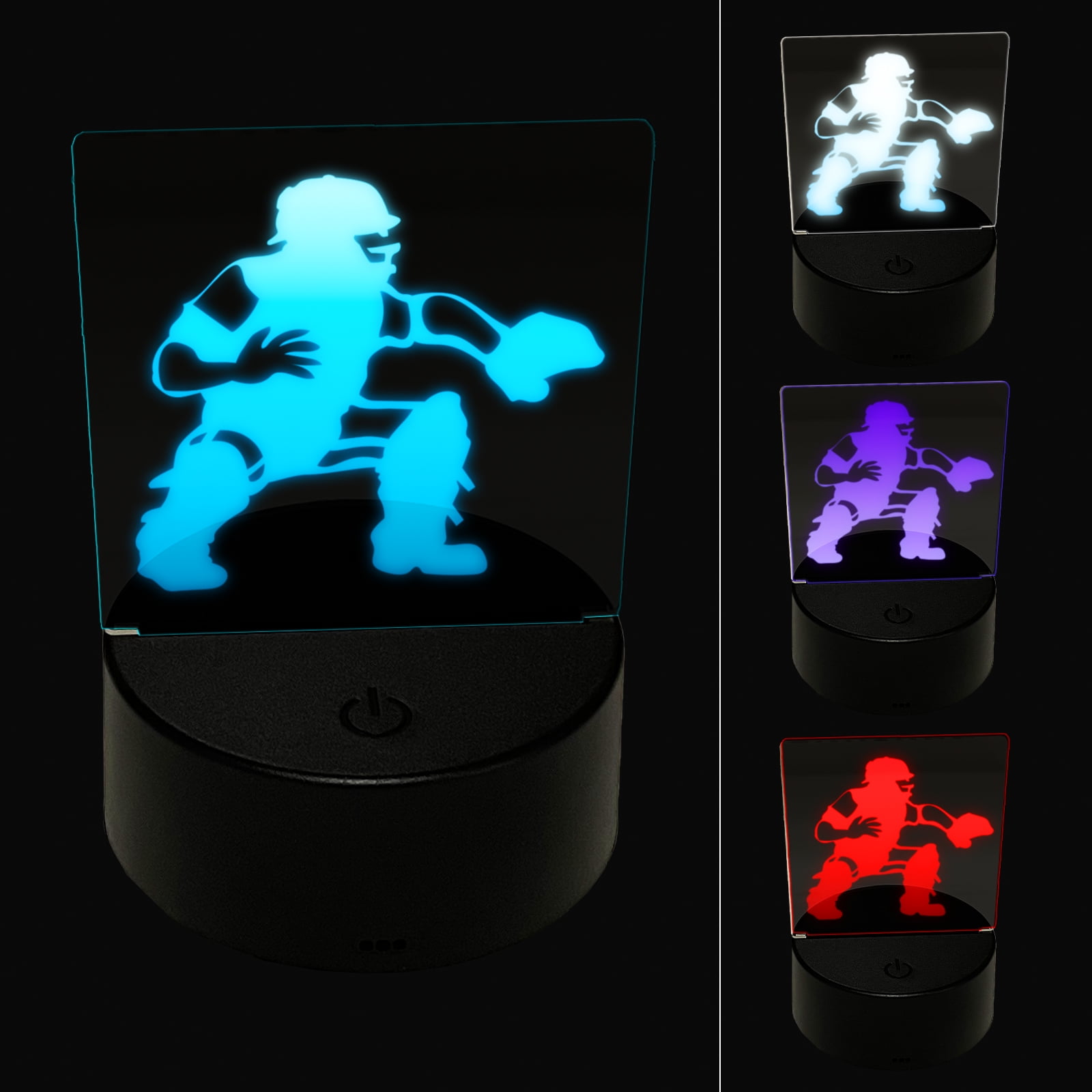 Baseball Player Catcher with Mitt LED Night Light Sign 3D Illusion Desk ...