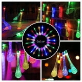 Water Drop Solar String Lights Outdoor 16 Ft 50 LED, 8 Modes Solar ...