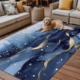 Abstract Ombre Navy Blue Gold Marble Outdoor Rug, Nautical Non-Slip ...