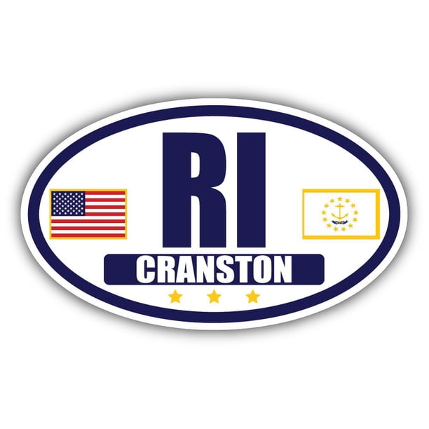 Flag of Rhode Island / American Flag Oval 3M Vinyl Bumper Sticker Decal ...