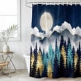 72x78 Inch Shower Curtain Mountains Forest Bathroom Decor, Waterproof ...