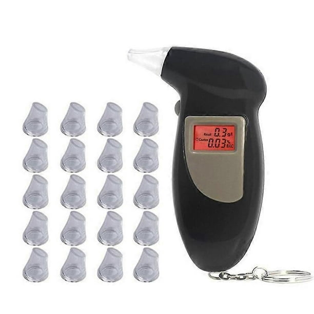 Backlit digital alcohol breath tester with 20 blowing nozzles, black ...