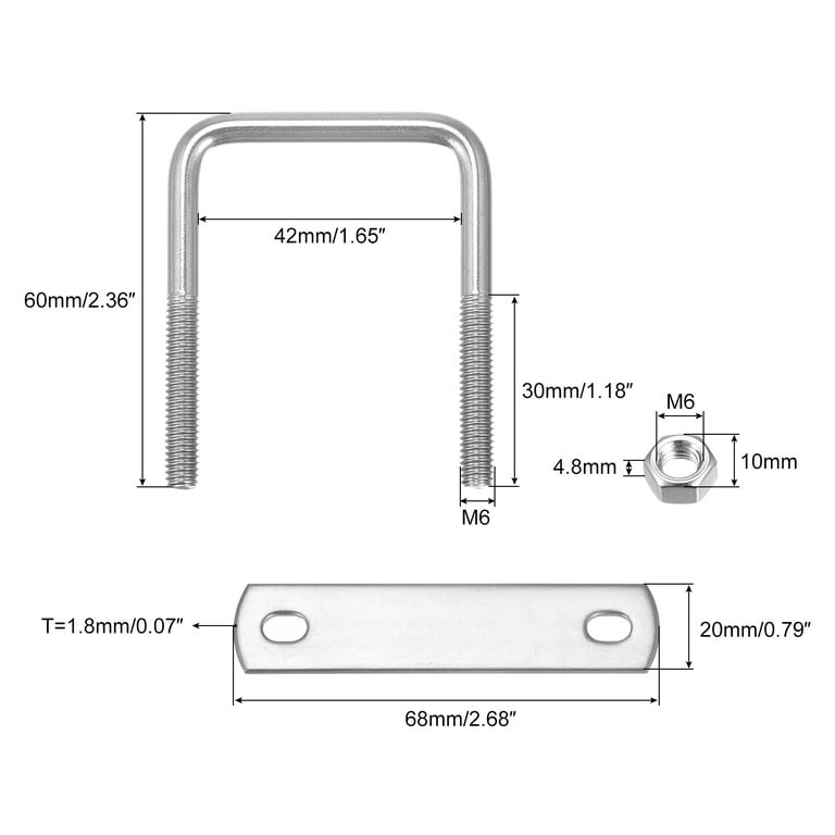 Square U-Bolts, 304 Stainless Steel U Clamp Bolt With Nuts, 58% OFF