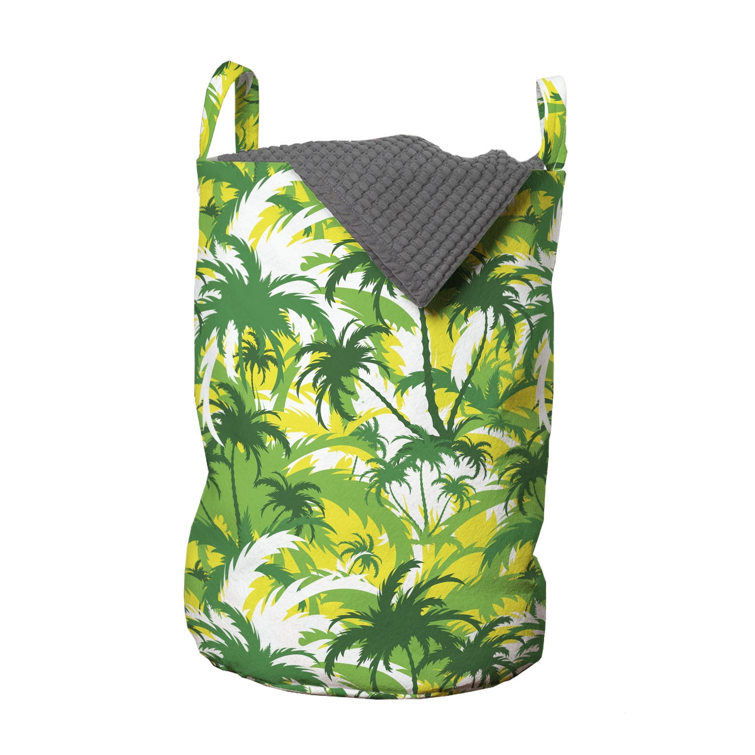 Exotic Laundry Bag, Refreshing Hawaiian Palm Trees in Various Green ...