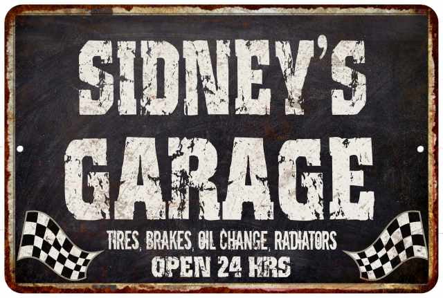 SIDNEY'S Garage Black Grunge Sign 8x12 Decor Gift 108120005347 ...