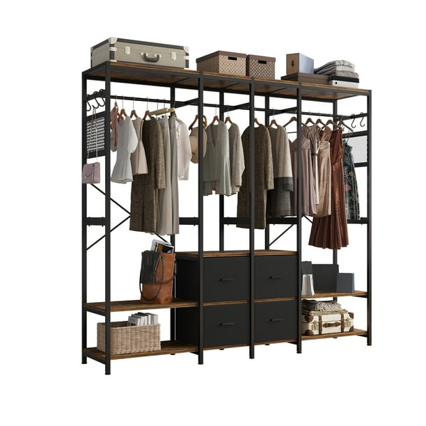 GoDecor Heavy Duty Clothes Rack with Shelves, Freestanding Closet ...