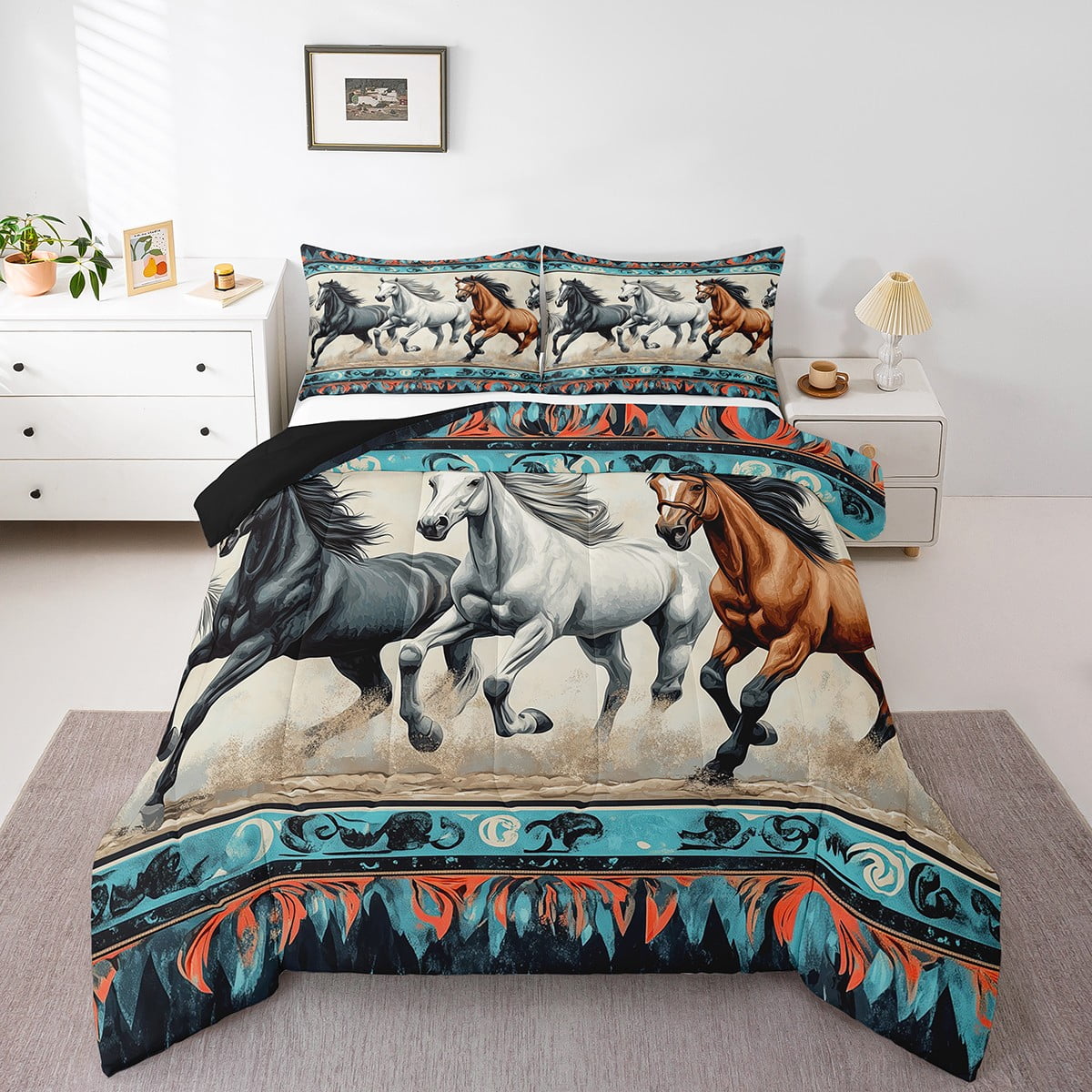 Click here for Erosebridal Animal Horse Bedding Twin Comforter Se... prices