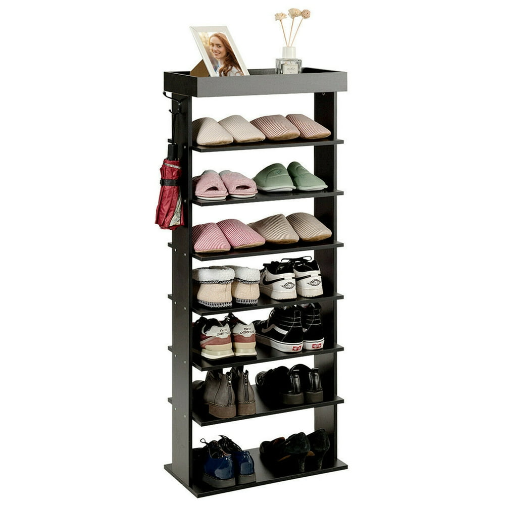 Gymax 7-Tier Shoe Rack, Medium Density Fiberboard, Black - Walmart.com ...