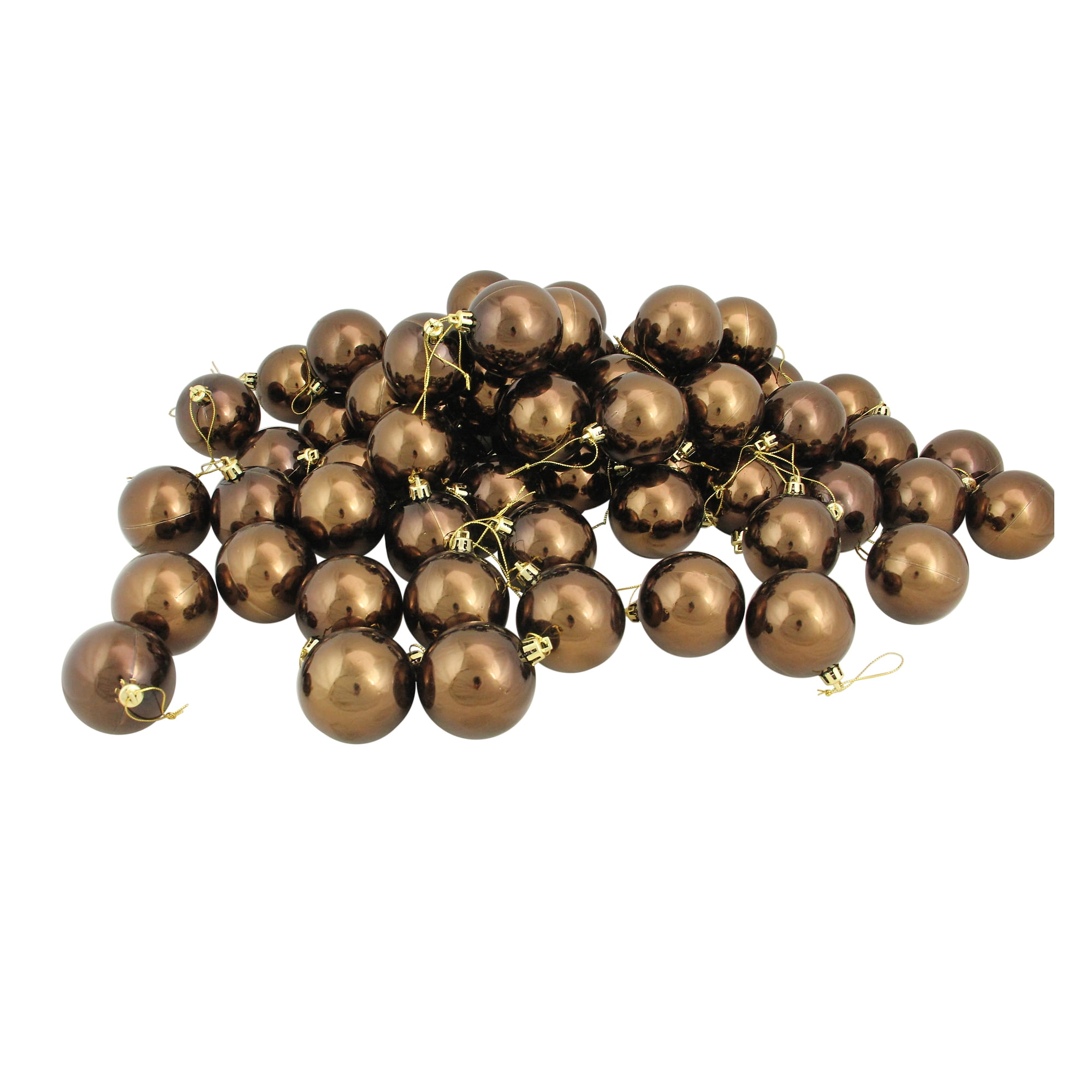 60ct Shiny Chocolate Brown Shatterproof Christmas Ball Ornaments 2.5 ...