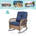MEETWARM Outdoor Wicker Rocking Chair with Cushions and Steel Structure ...