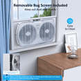"Shinic 9"" Dual Twin Window Fan, 3-Speed, with Bug Screen, Adjustable ...
