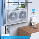 "Shinic 9"" Dual Twin Window Fan, 3-Speed, with Bug Screen, Adjustable ...