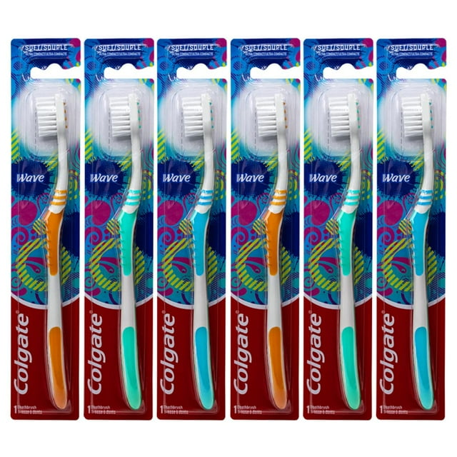 Colgate Wave Toothbrush Multipack - Ultra Compact, Soft Bristles ...