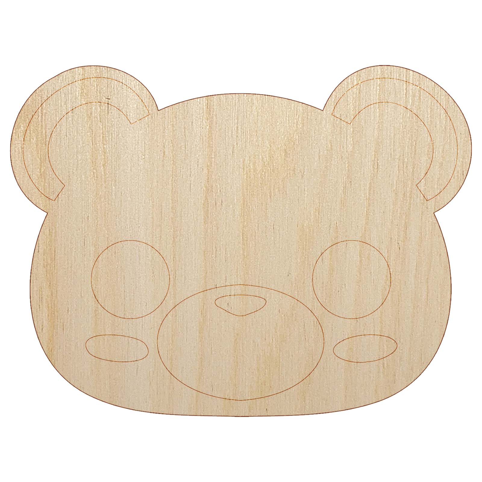 Charming Kawaii Chibi Bear Face Blushing Cheeks Wood Shape Unfinished ...