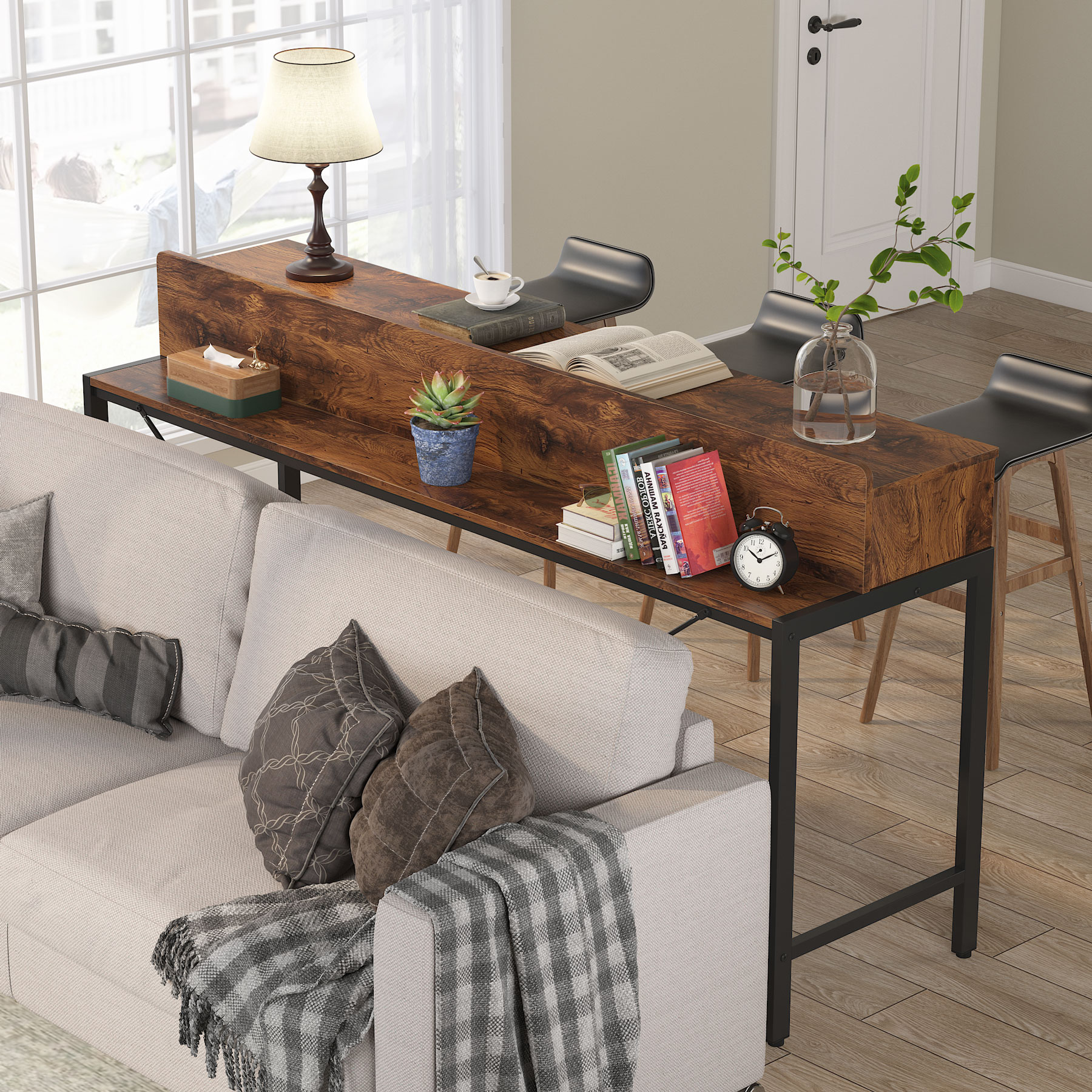 Long Console Behind Sofa | Baci Living Room
