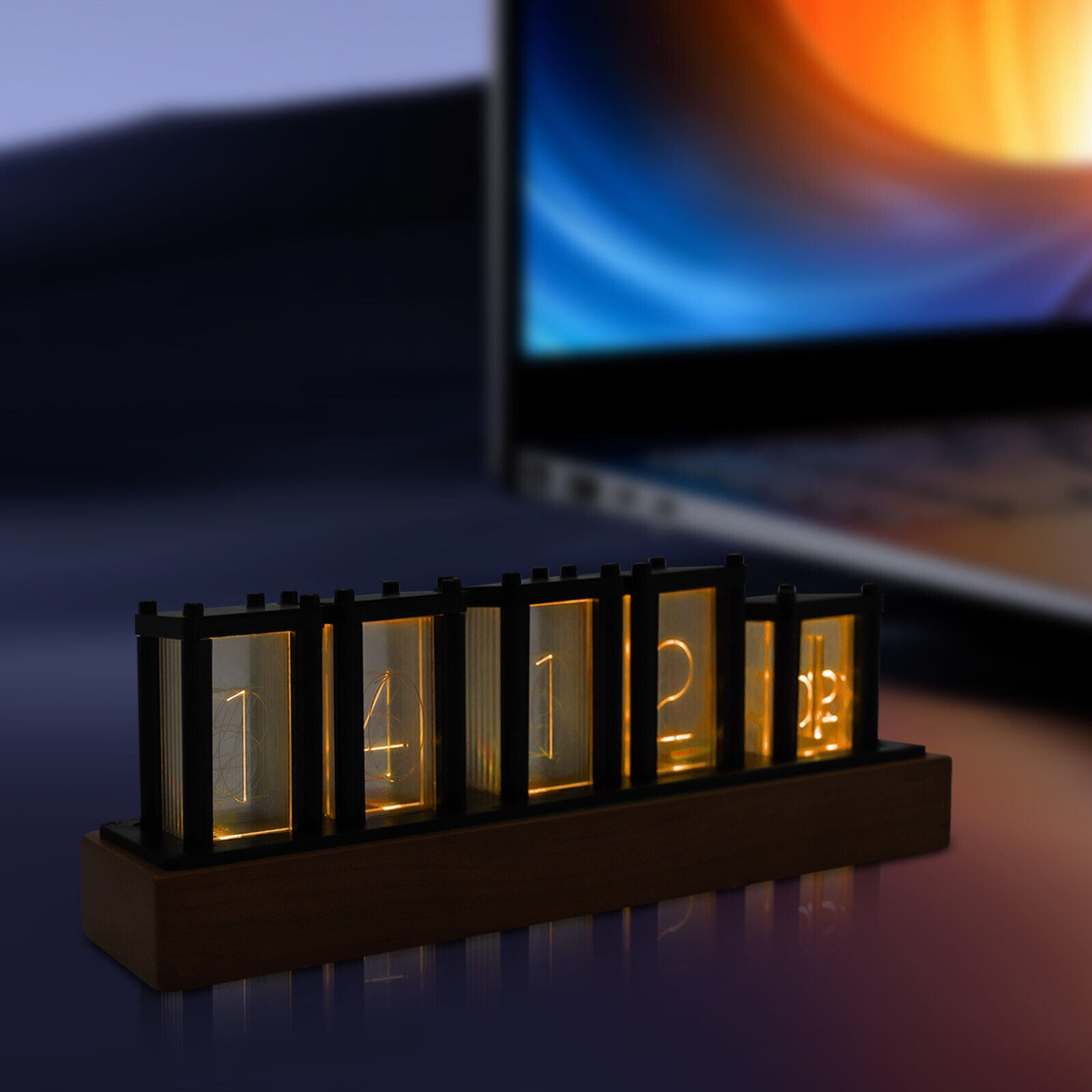 Miumaeov LED Digital Tube Desk Clock Modern Wooden Clock with 16 ...