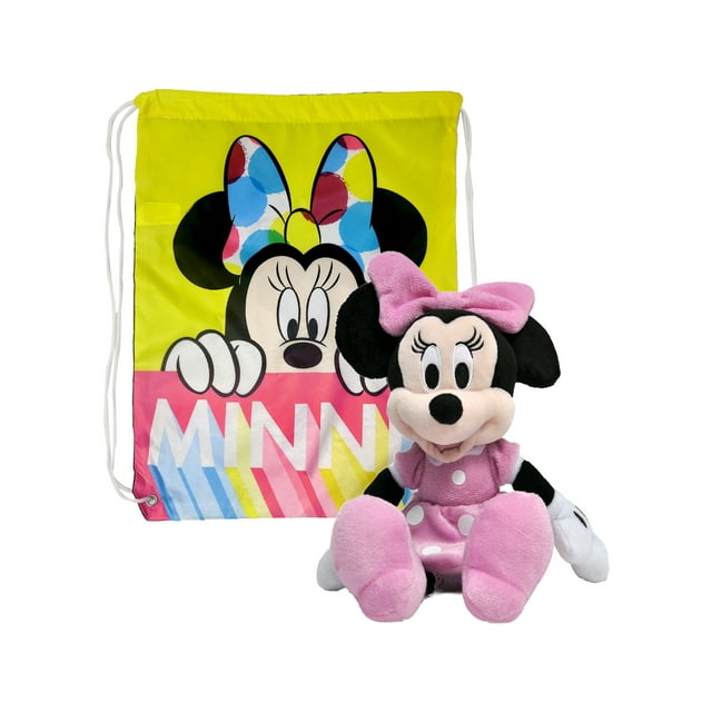 Disney Minnie Mouse Plush Toy Doll 11 W Yellow 18 Drawstring Sling