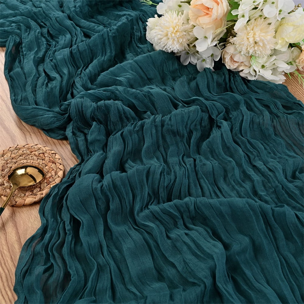 Pesonlook 5 Packs Dark Teal Cheesecloth Table Runner, 10Ft x 35" Rustic ...