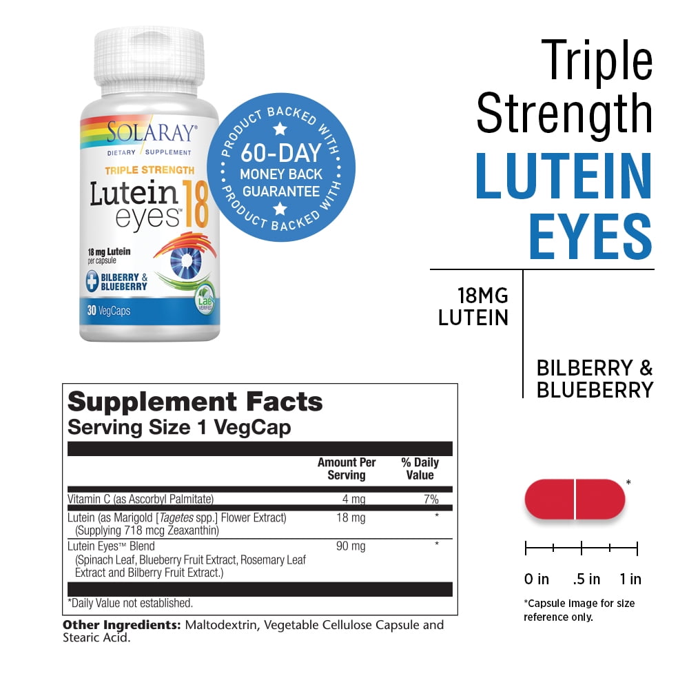 Buy Solaray Triple Strength Lutein Eyes, 18 mg | Eye & Macular Health ...