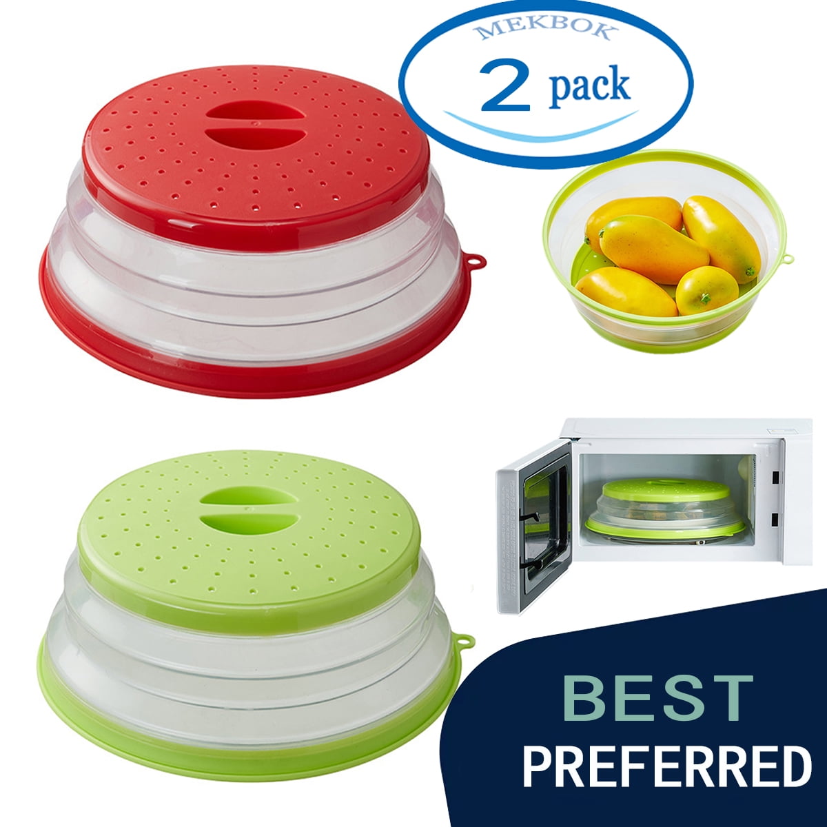 MEKBOK Vented Collapsible Microwave Splatter Proof Food Plate Cover ...