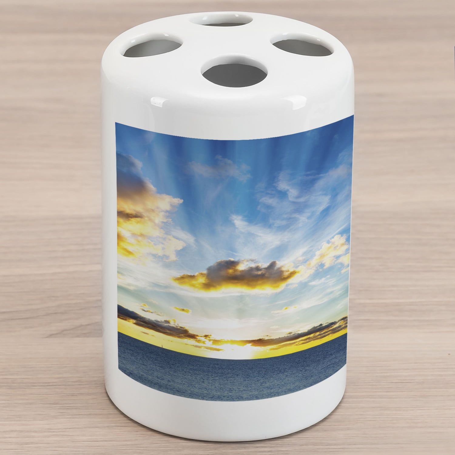 Nautical Ceramic Toothbrush Holder, Scenic Dreamy Sky View with Big ...
