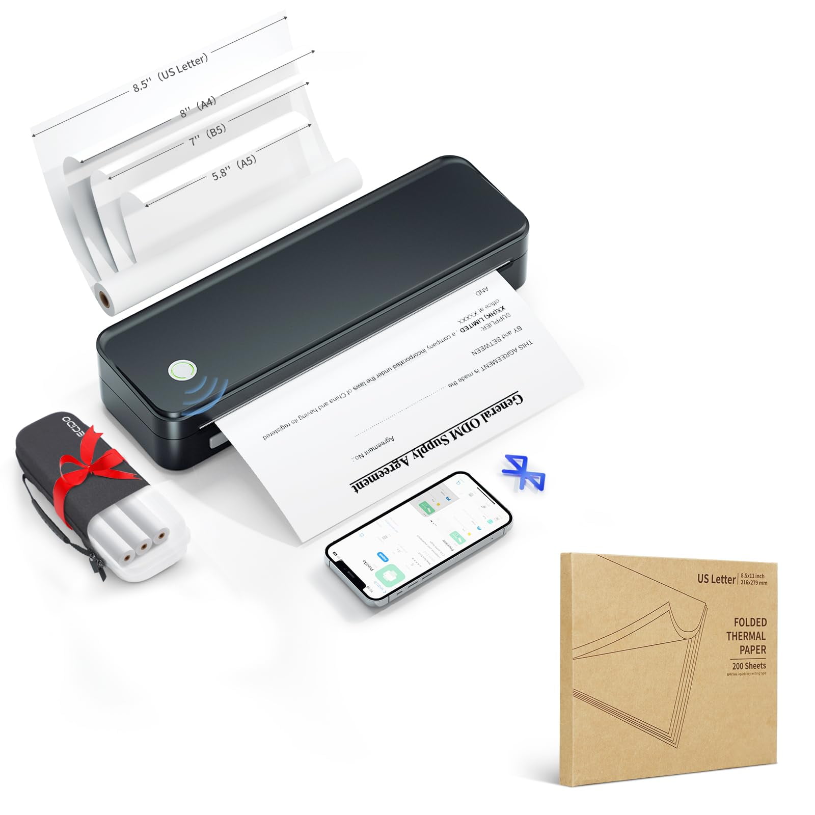 Gloryang PD-A4 Portable Printer Kit Include Carry Case & 8.5X11 Inch US ...