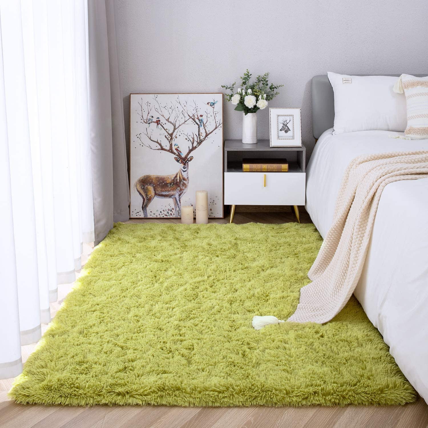 Fluffy Bedroom Rug Plush Fuzzy Rugs for Kids Room Living Room, Soft ...