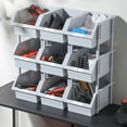 Storage Bin,Open Front Elevated Base Stackable Organizer Container for ...