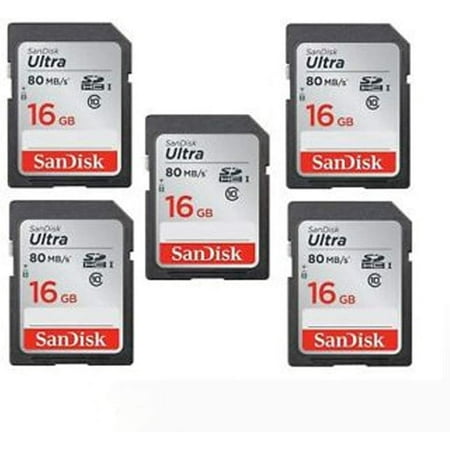 5x Genuine SanDisk Ultra 16GB Class 10 SDHC Flash Memory Card Up To 40MB/s- 266x SDSDUN-016G-G46 ...