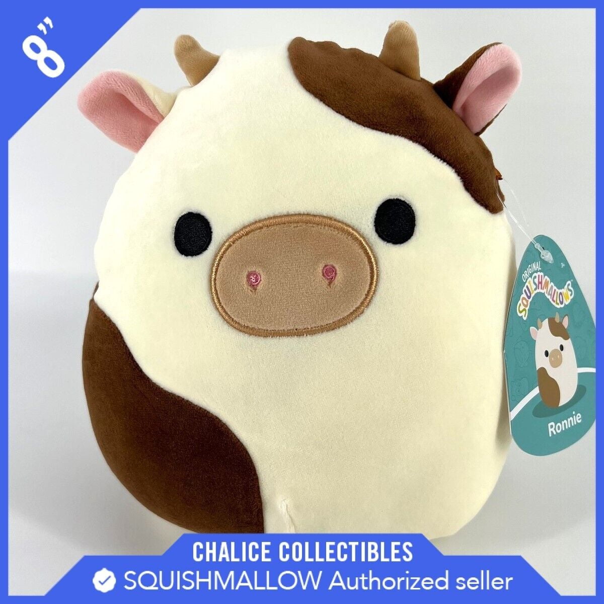 Squishmallow Kellytoy Plush Specialty Cows Ronnie the Brown Cow 8 ...