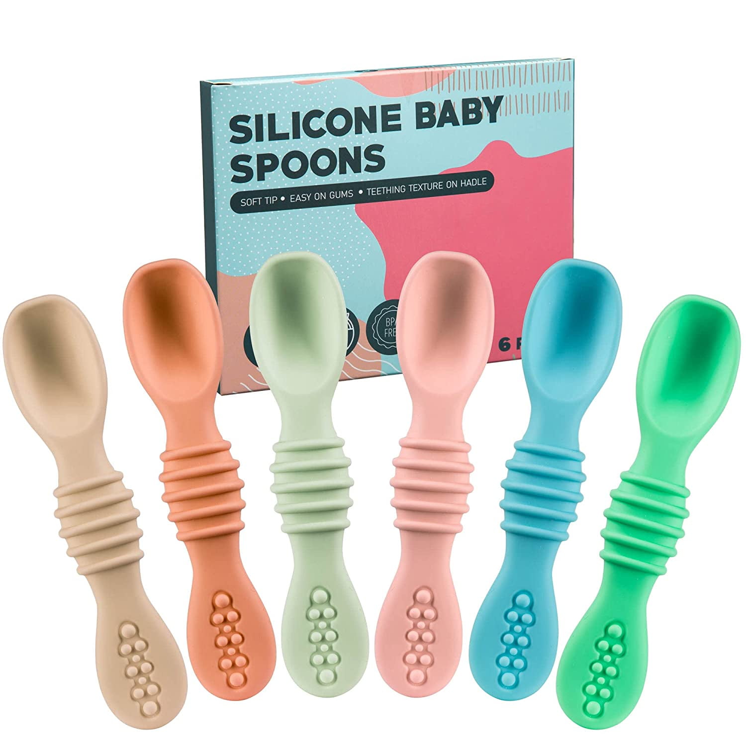Silicone Baby Spoons for Baby Led Weaning 6-Pack, First Stage Baby ...