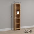 Prepac Moda 80" Tall 5-Tier Narrow Bookcase in Natural Oak, Modern ...