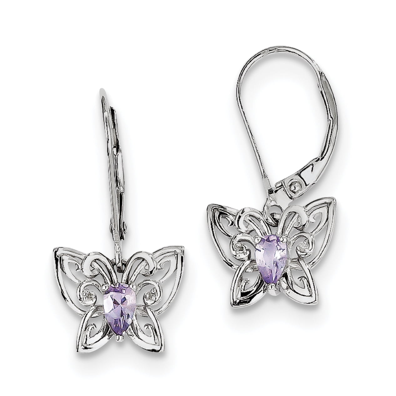 Sterling Silver Rhodium-plated Pink Quartz Diamond Earrings - Walmart.com