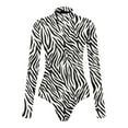 Augper Long Sleeve Bodysuit For Women Leotard Shapewear Mock Neck Bodysuit High Neck Fitted