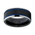 Metal Masters Men's Tungsten Carbide Black and Blue Textured Comfort Fit Wedding Band Ring, 8mm ...