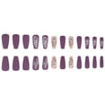 24 Pieces Purple Matte Long Trapezoidal Press on Nails - Elegant False ...
