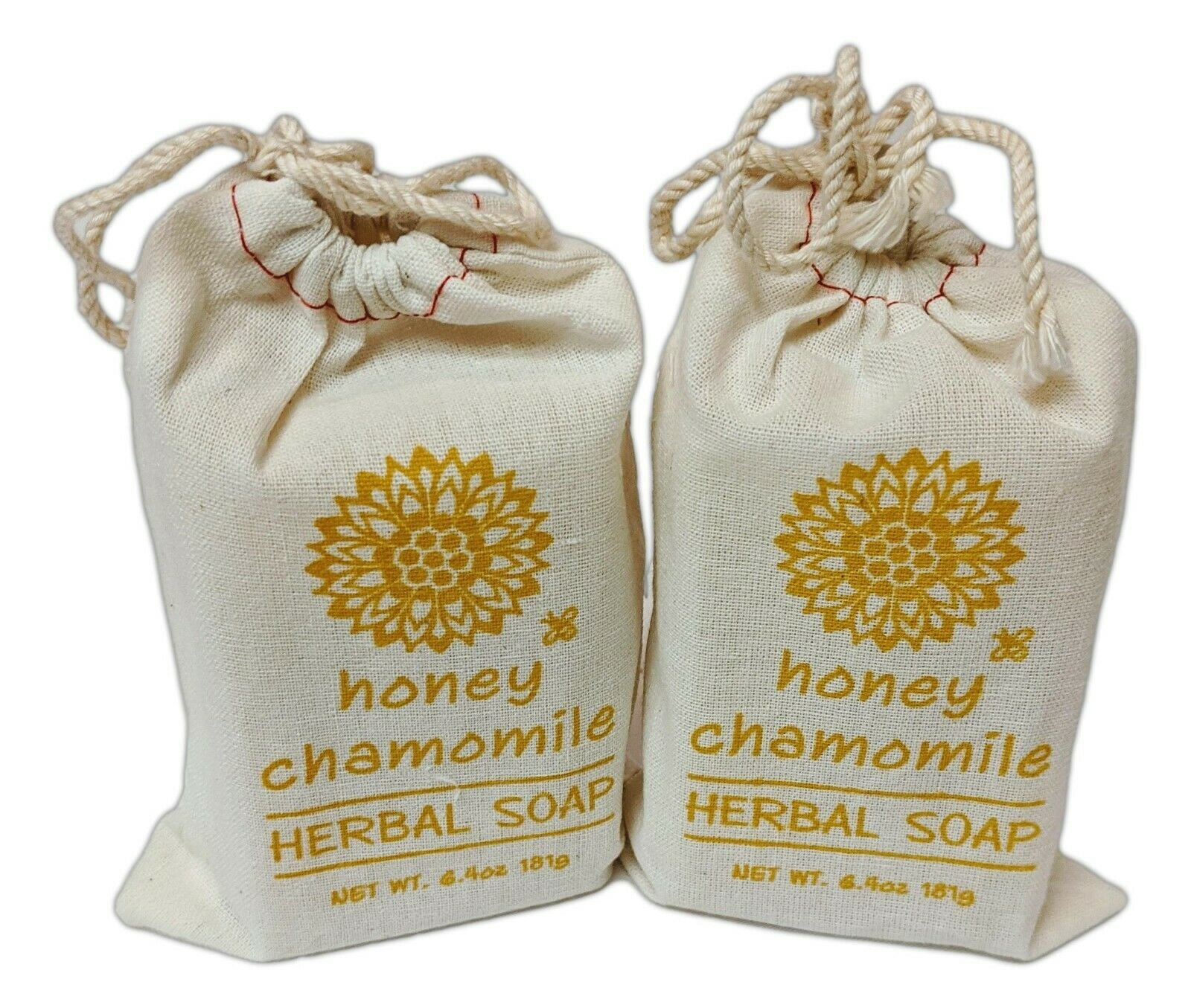 Set of 2 Greenwich Bay HONEY CHAMOMILE Herbal Soap In A Sack, 6.4 oz ...