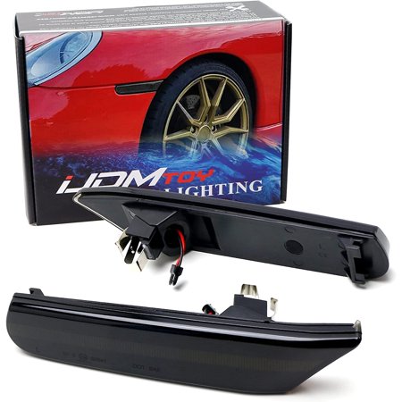 Euro Smoked Lens Amber Full LED Sequential Blink Front Side Marker Light Kit Compatible With ...