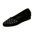 EKVAHL Women's Rhinestone Studded Flats, Round Toe Slip-On Casual Flats ...