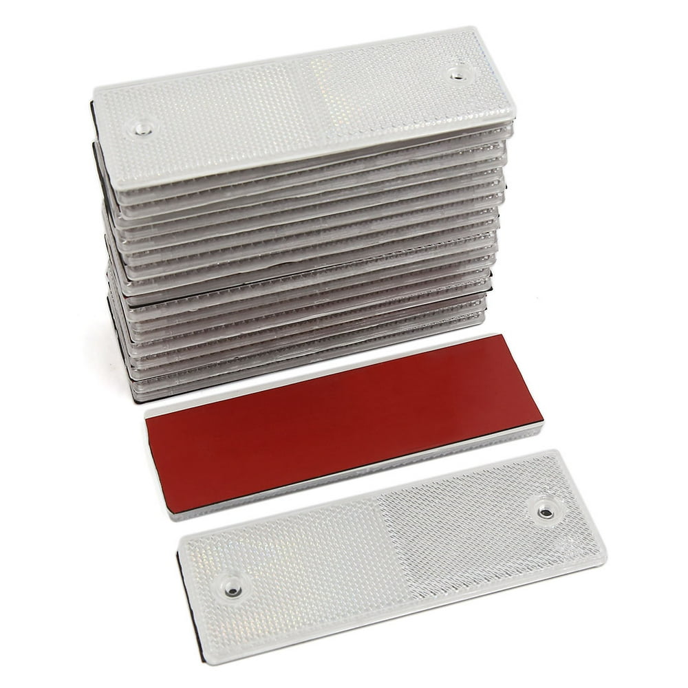 White Car Plastic Reflective Warning Plate Adhesive Reflector 145mm x ...