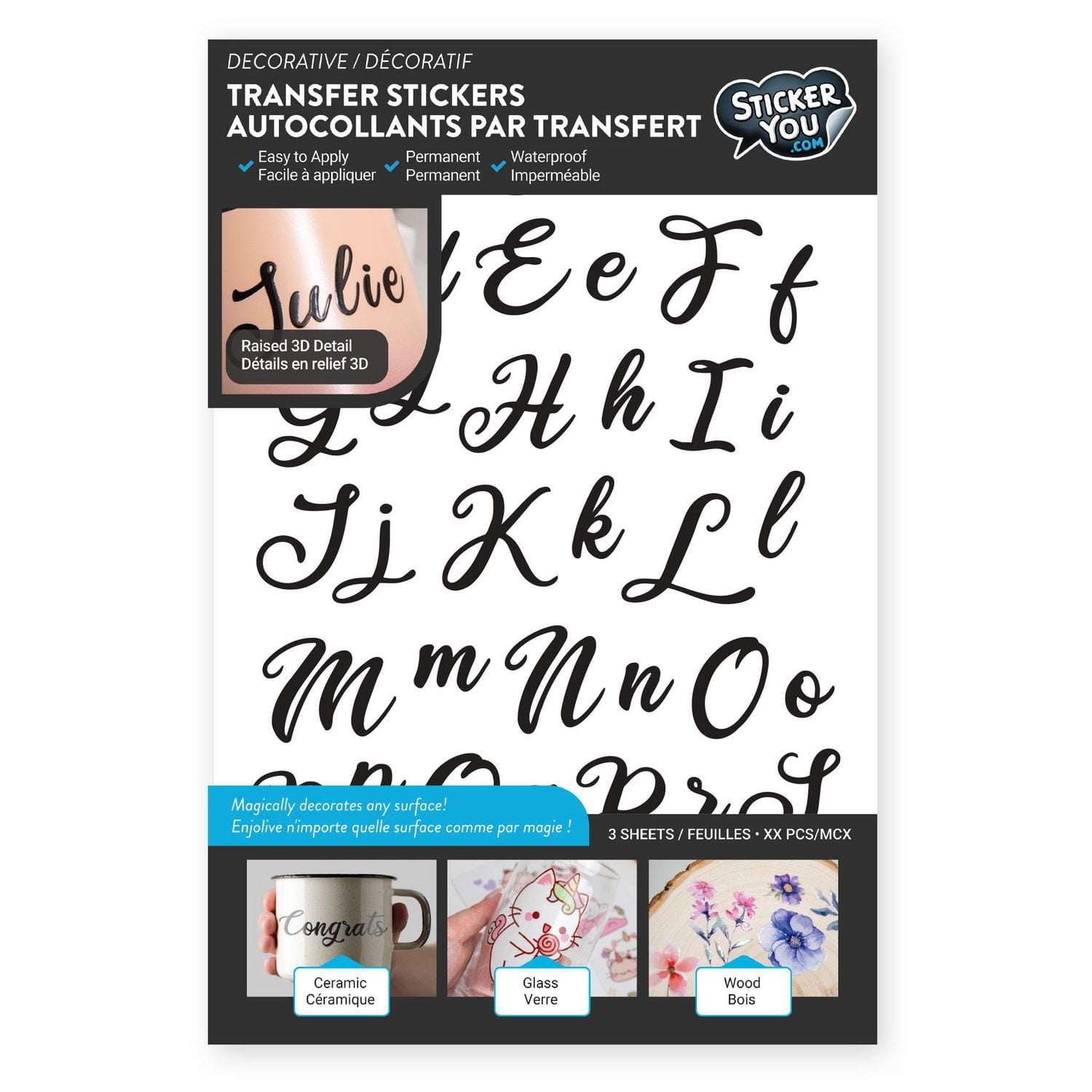 Click here for Stickeryou Script Alphabet Transfer Stickers - Bla... prices